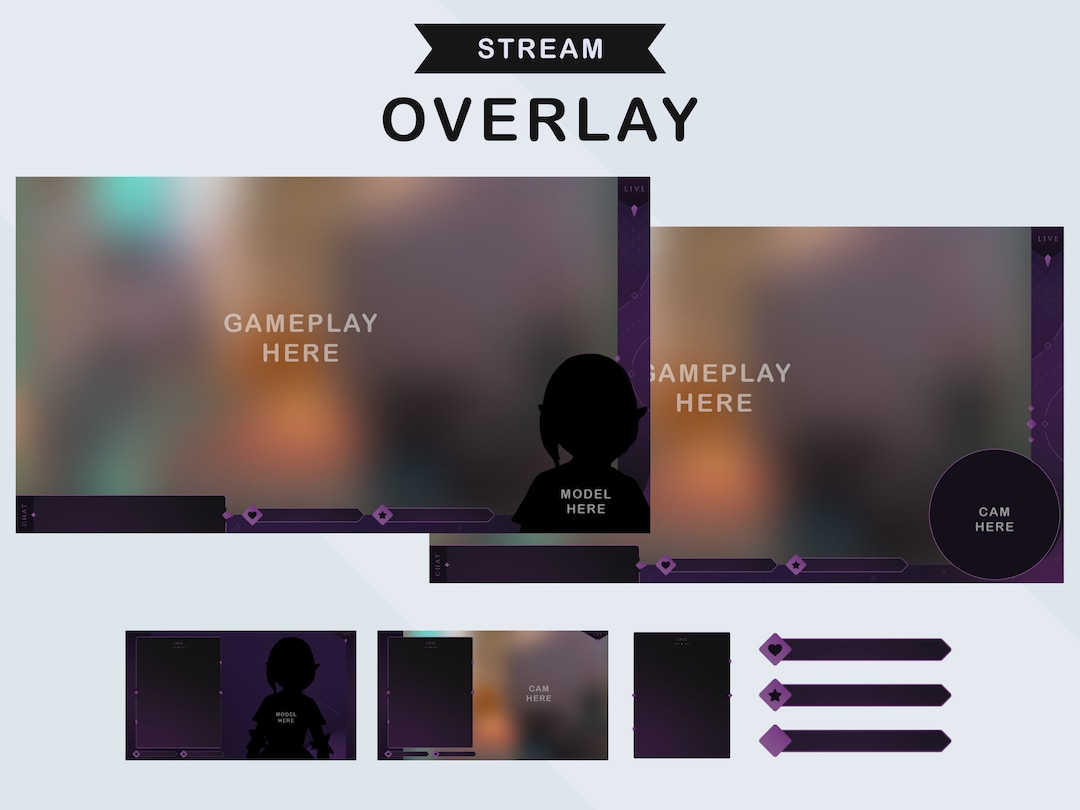 Stream Overlay | Purple | Twitch | Youtube | Streamer | Vtuber Assets ...