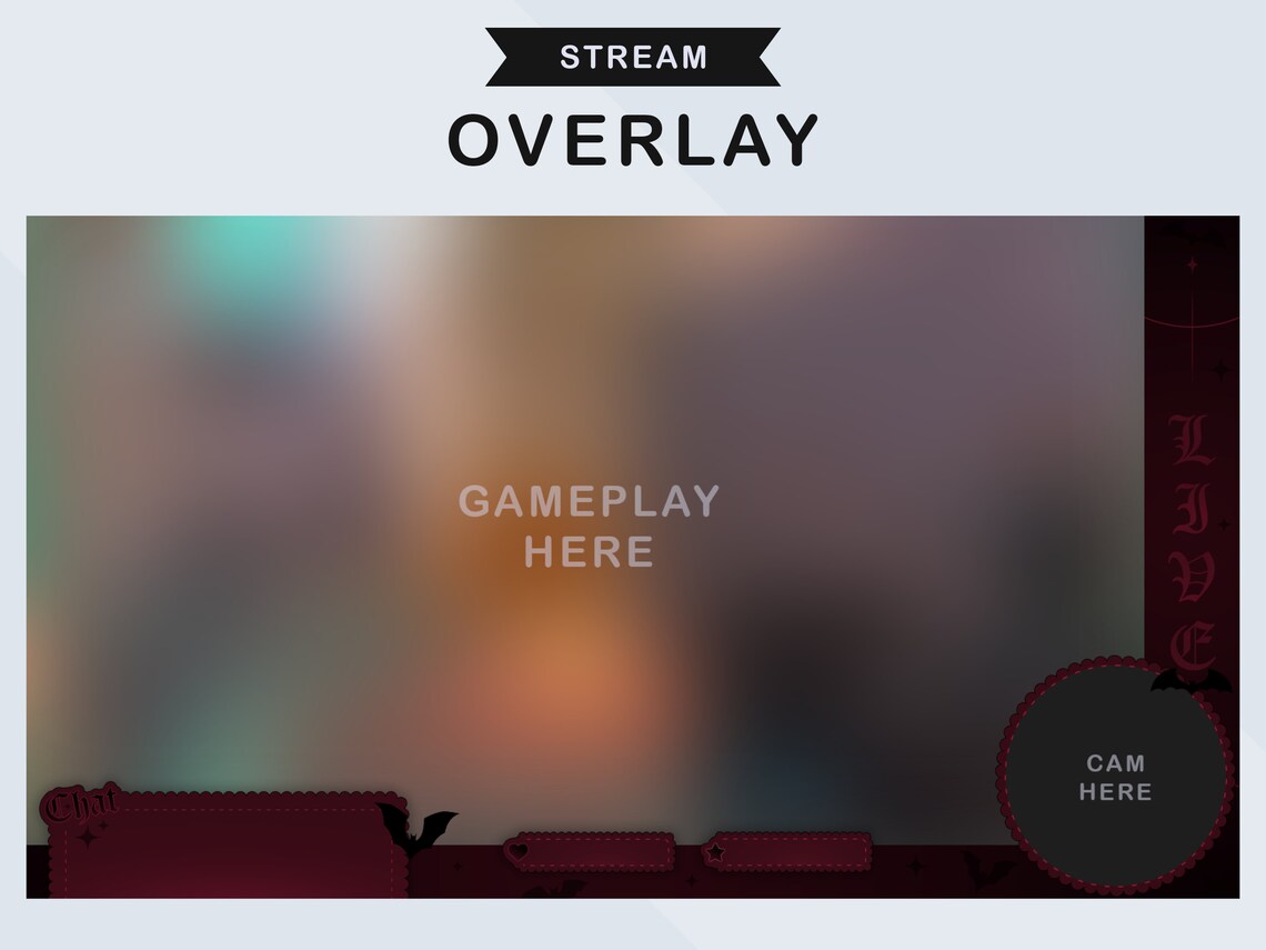 Stream Overlay Red & Black Vampire Twitch Youtube Streamer Vtuber ...