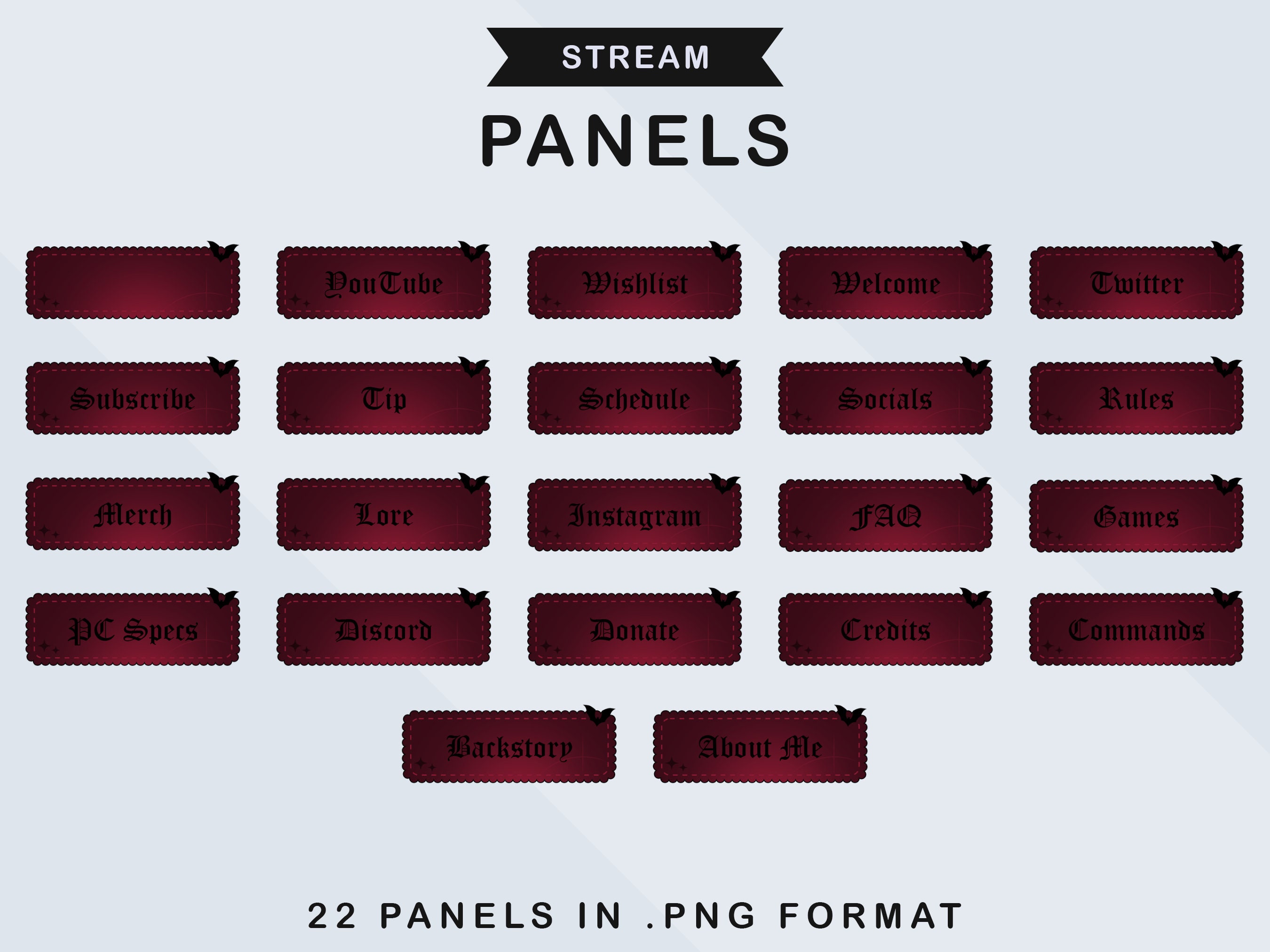 Twitch Panels | Red & Black Vampire | Streamer | Vtuber Assets - Etsy