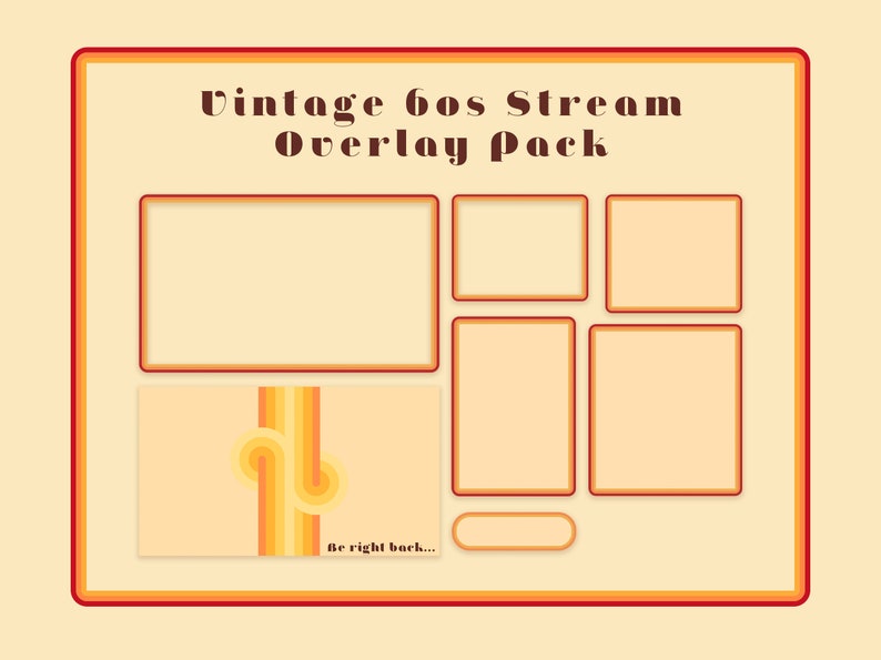Vintage 60s Stream Overlay, Retro Overlay Pack for Twitch, 70s Design ...