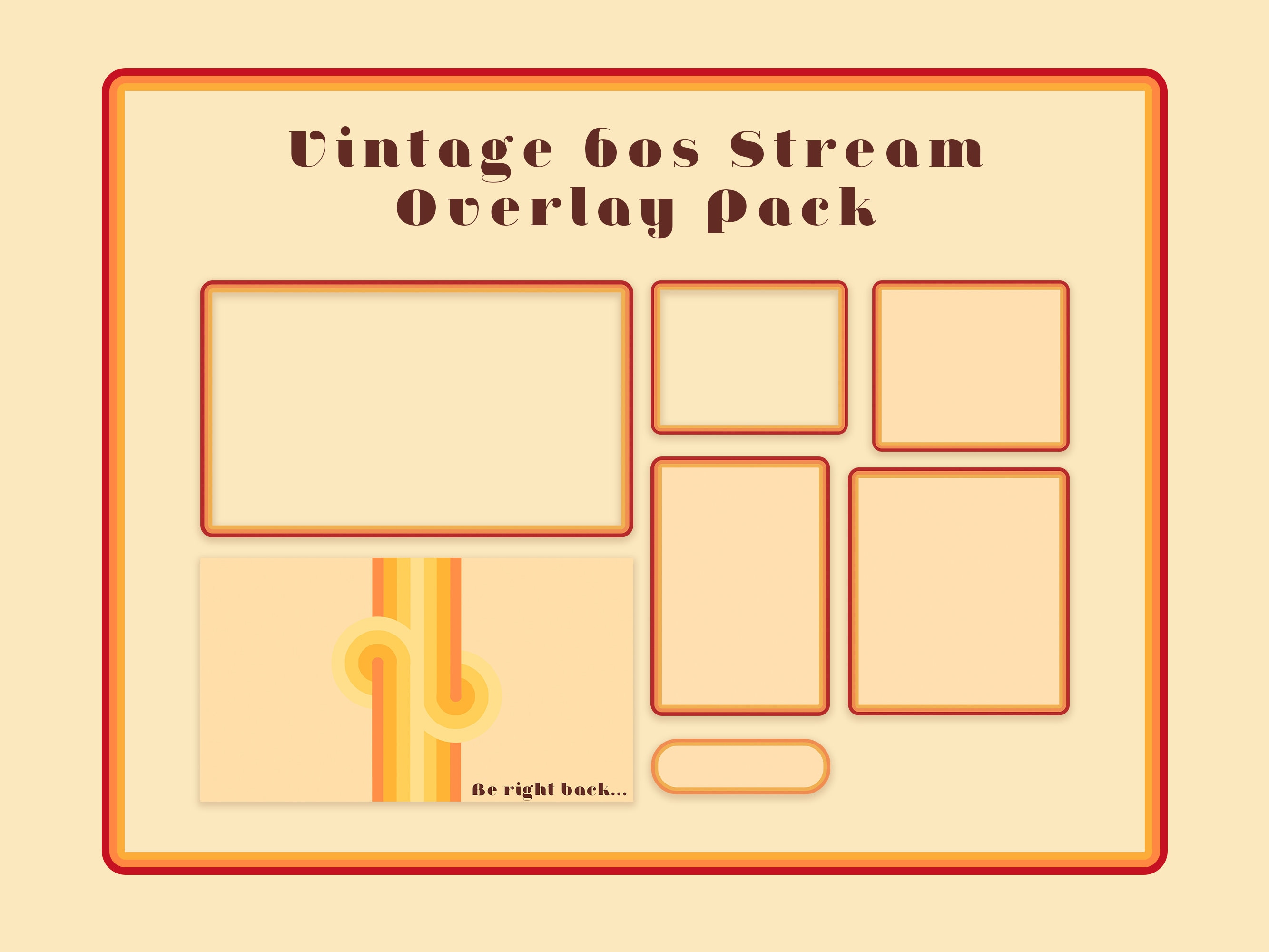 Vintage 60s Stream Overlay, Retro Overlay Pack for Twitch, 70s Design ...