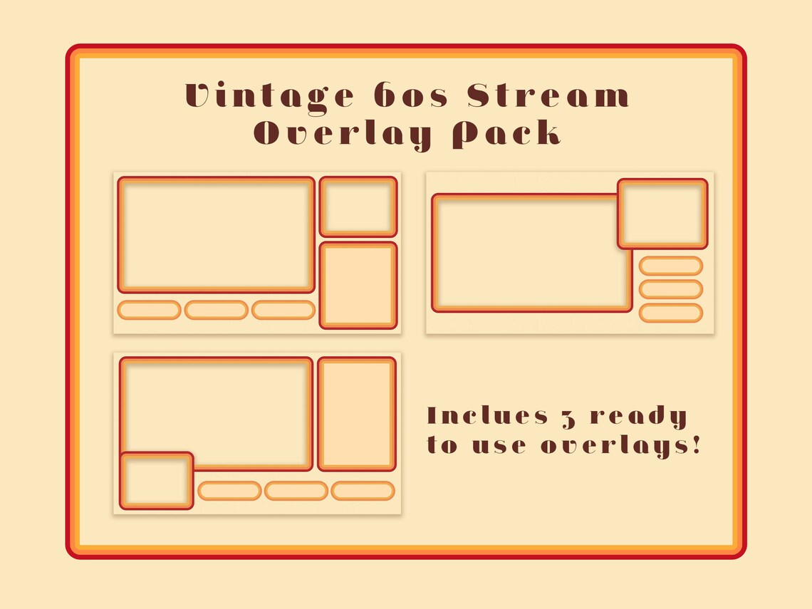 Vintage 60s Stream Overlay, Retro Overlay Pack for Twitch, 70s Design ...