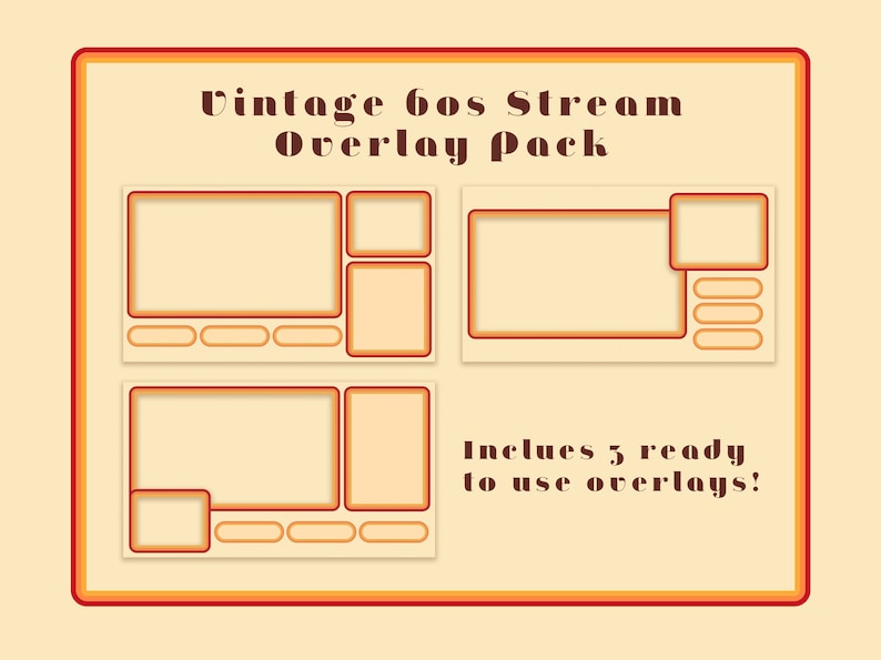 Vintage 60s Stream Overlay, Retro Overlay Pack for Twitch, 70s Design ...