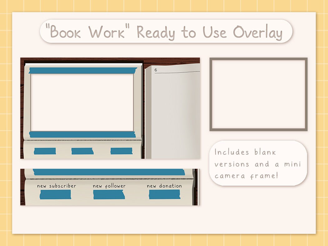 Book Work Overlay Pack, Desk Stream Graphics, Notebook Overlay for ...