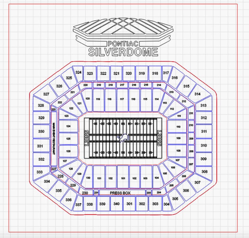 Laser Digital Cut File - Pontiac Silverdome - Detroit Football Field ...