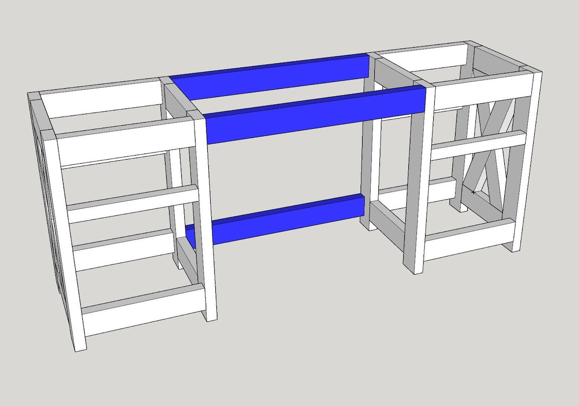 Farmhouse Desk Plans With Pictures (double Shelf) - Etsy