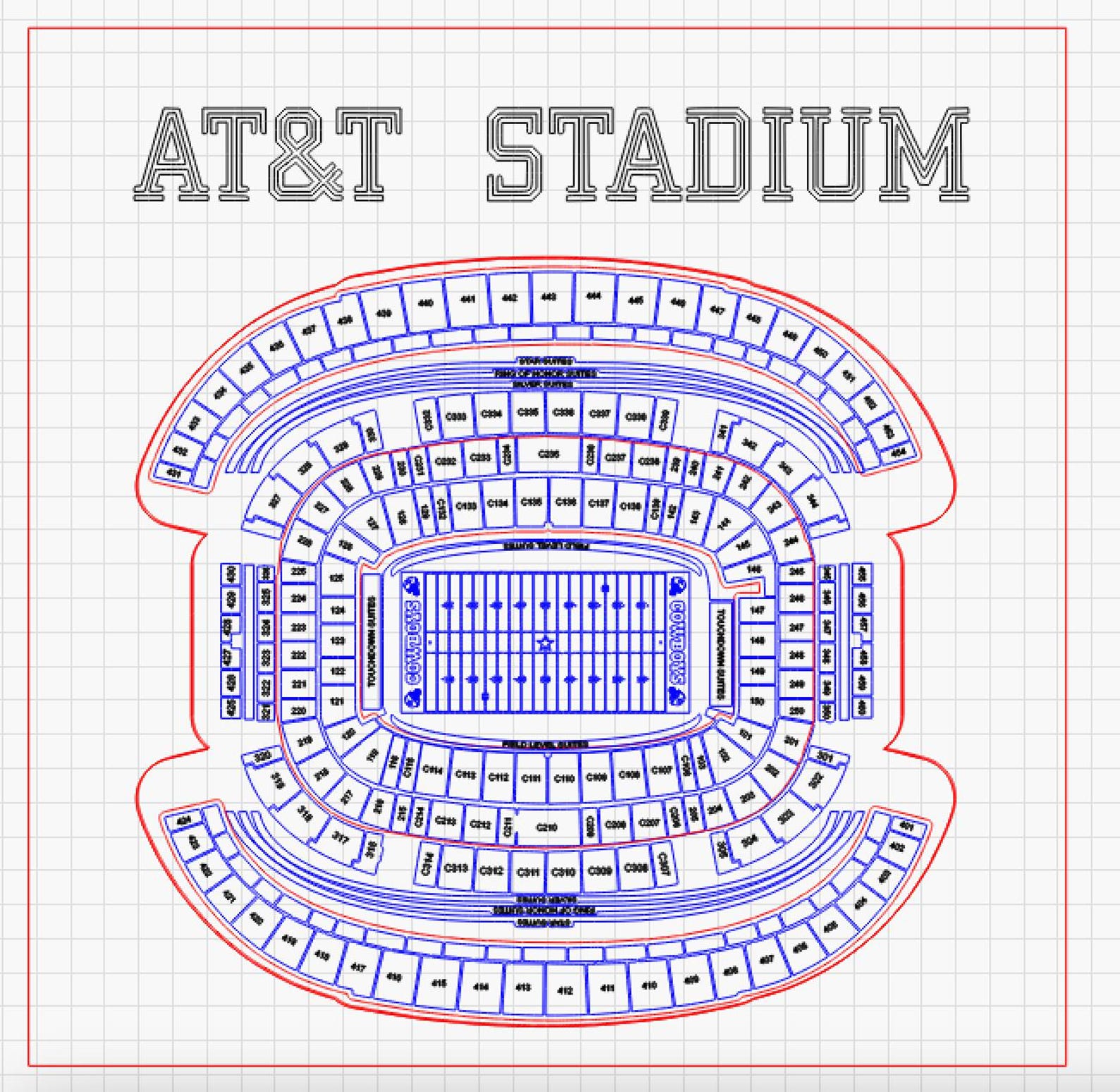Laser Digital Cut File - AT&T Stadium - Cowbooys Football Field - Digital Files Included ...