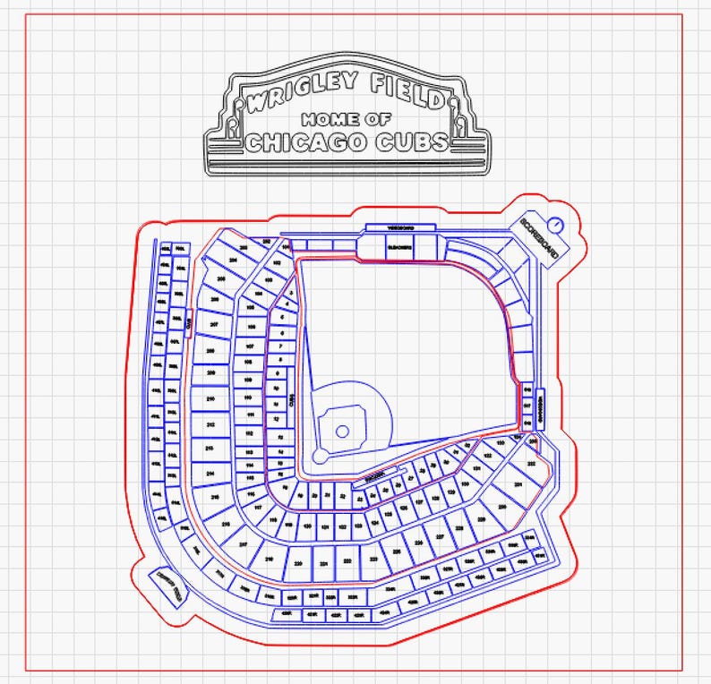 Laser Digital Cut File - Wrigley Field - Cubs Stadium - Digital Files ...