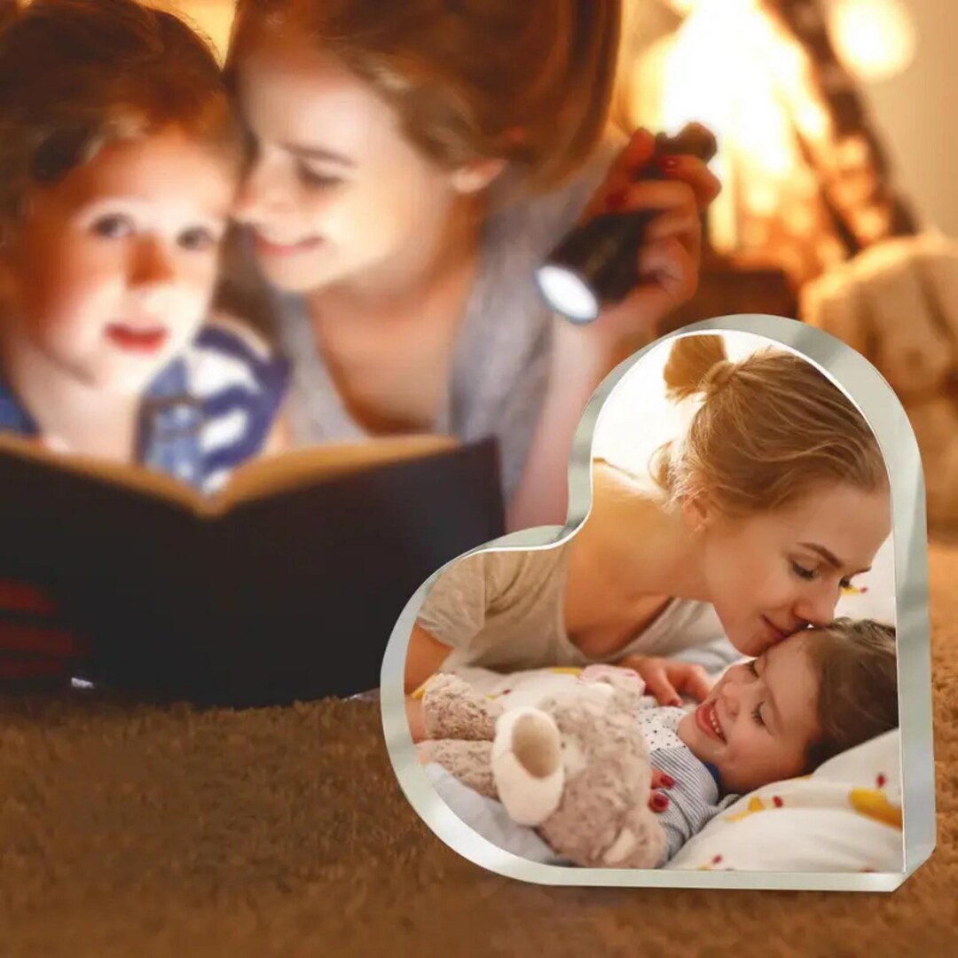 Personalize Heart Shaped Acrylic Photo Plaque Gift Custom Love Sign ...