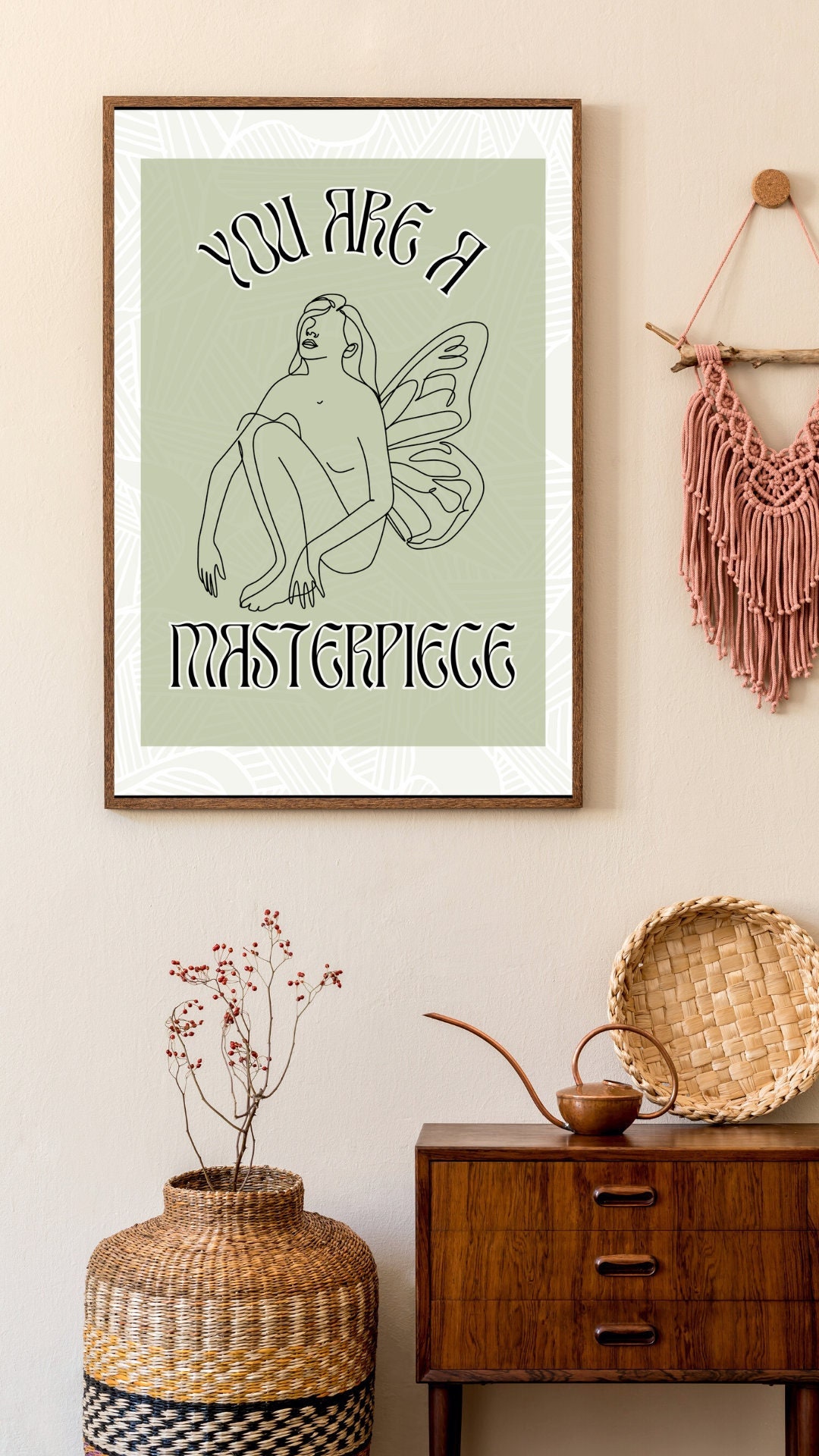 Sage Green Affirmation Wall Art | Female Line Art for Boho Decor ...