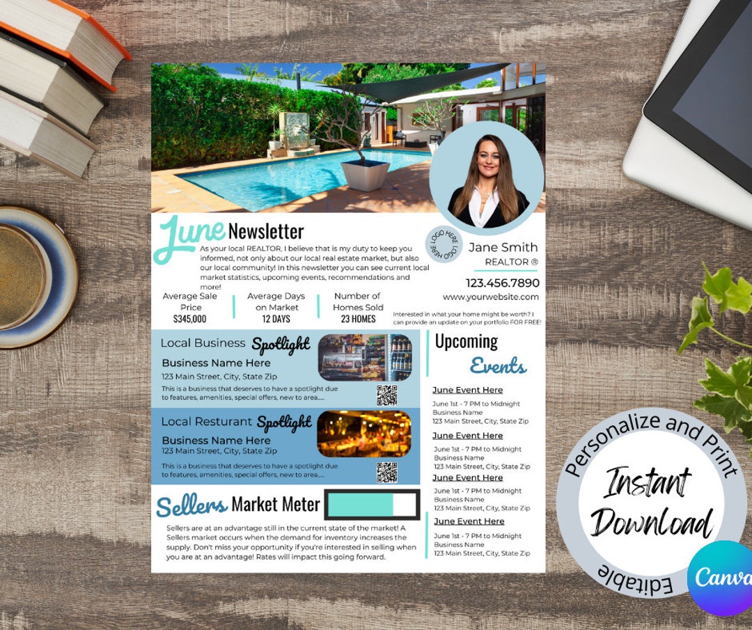 June Real Estate Newsletter Digital Template - Etsy