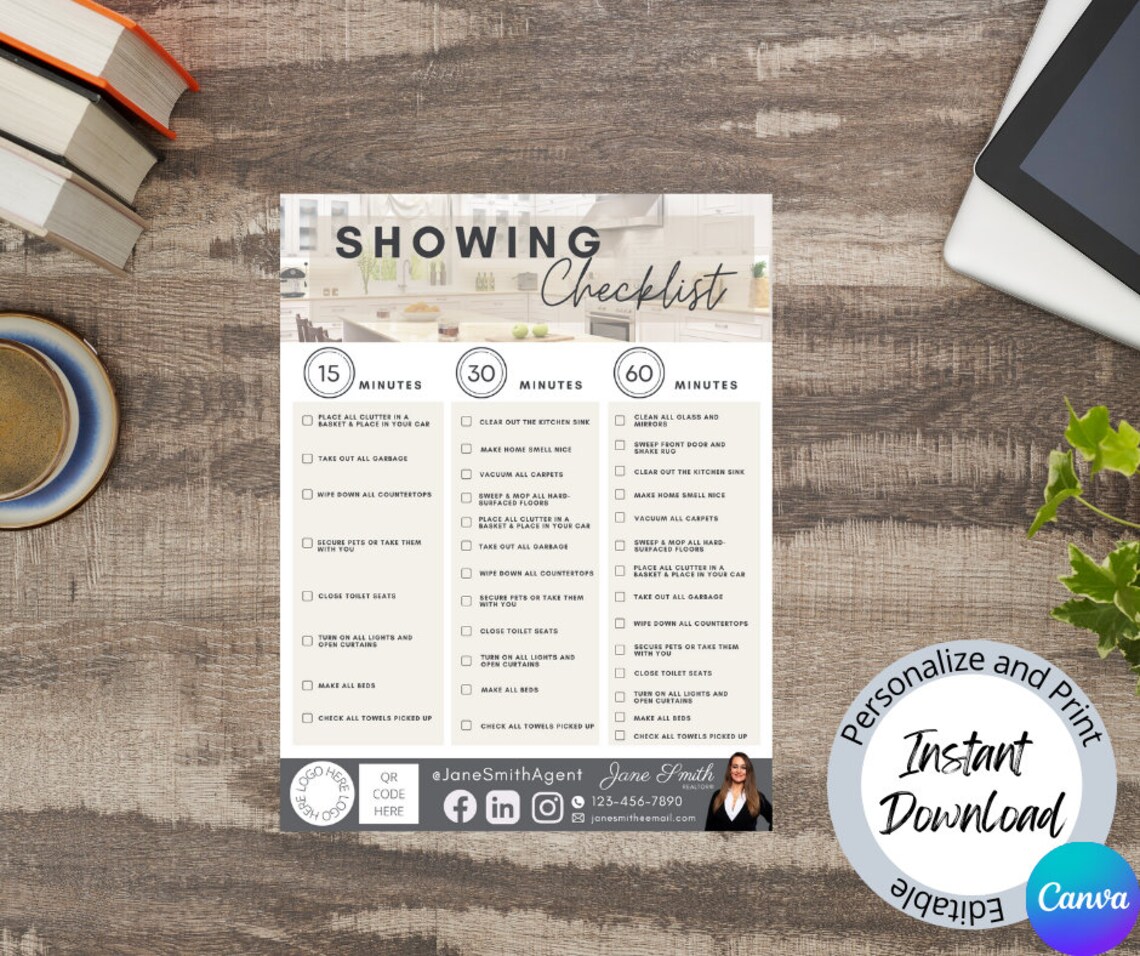Showing Checklist Real Estate Flyer Digital Template Canva - Etsy