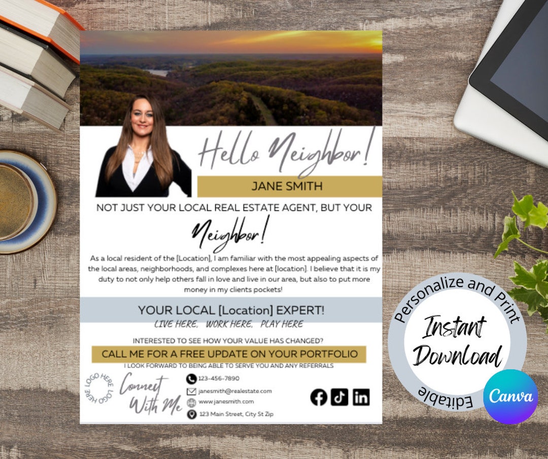 Hello Neighbor Flyer Real Estate Marketing - Etsy