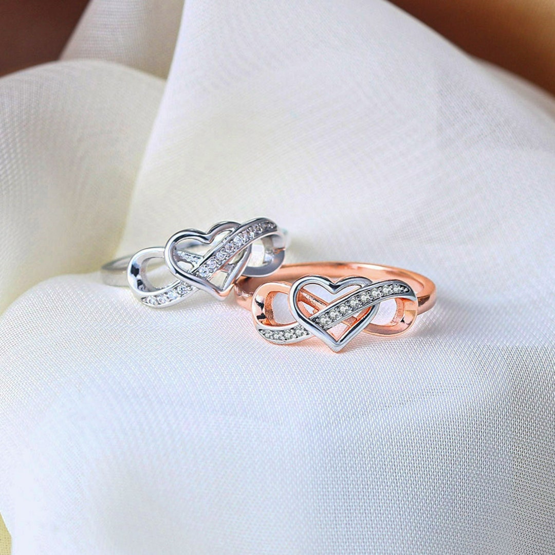 Heart-shaped Infinite Ring Couple Infinity Love Rings Double - Etsy