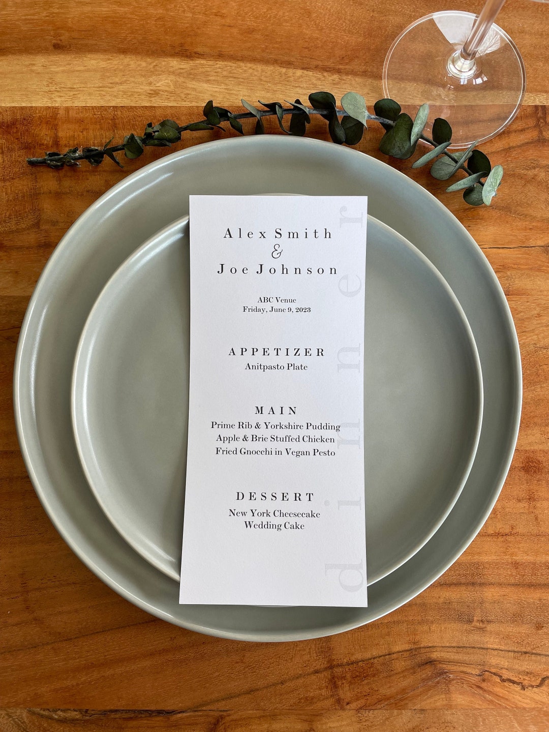 Wedding Menu, Minimalist Wedding Menu Card, Event Menu Card, Wedding ...