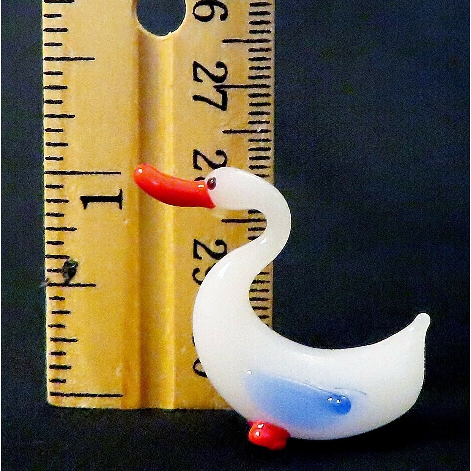 Vintage Art Glass Goose Bird Miniature Figurine Milk Glass W/ Orange ...