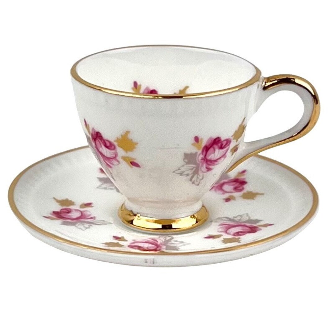 Vintage Countess Miniature Cup & Saucer 1 1/2 Tall Pretty Pink Rose ...