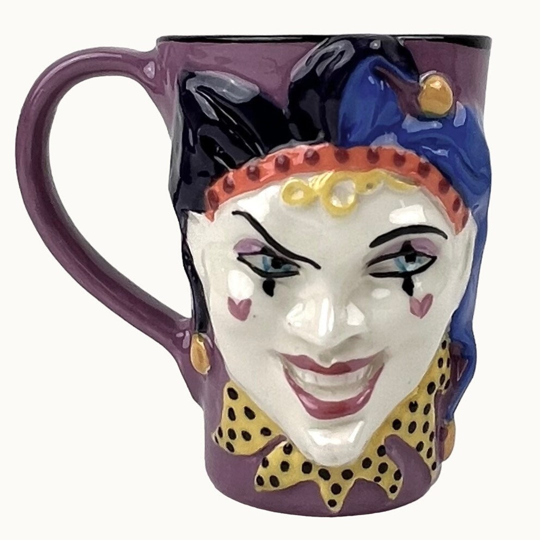 3D Face Mug jester Early 2000's Denise Ford Studio Art Rare One of a ...