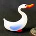Vintage Art Glass Goose Bird Miniature Figurine Milk Glass W/ Orange ...