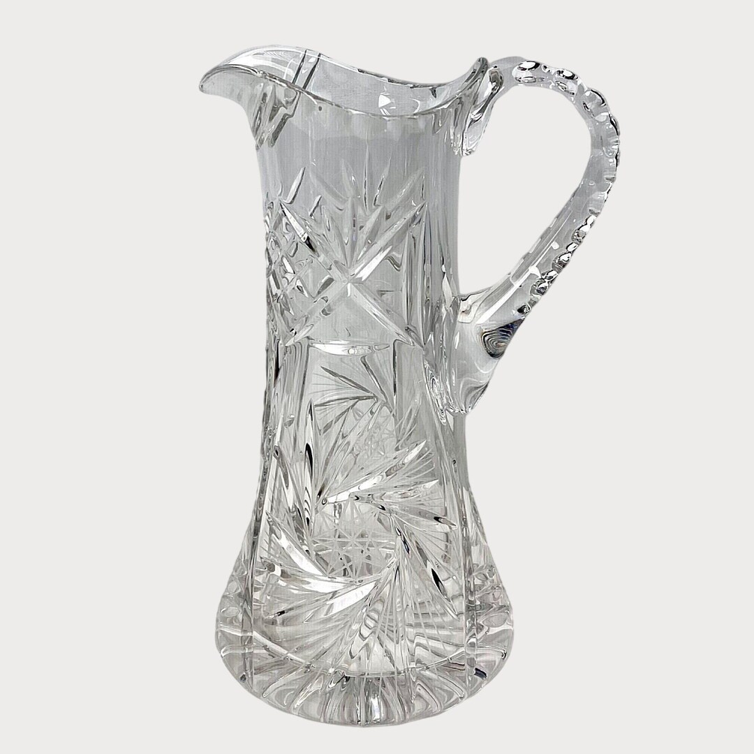 Stunning Vintage American Brilliant Cut Lead Crystal Pitcher Star of ...