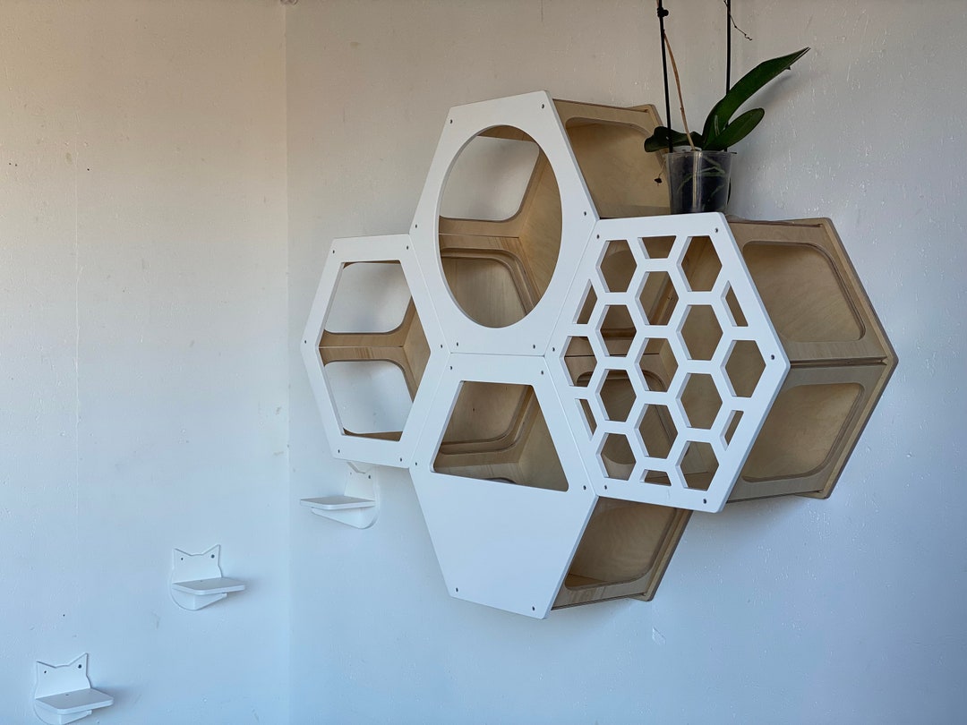 Set of Hexagon Cat Shelfs Included Steps, Cat Furniture , Cat House ...