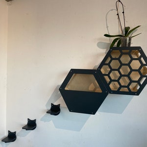 Hexagon Cat Shelfs, Wall Shelfs for Cat, Cat Furniture , Cat House, Cat ...