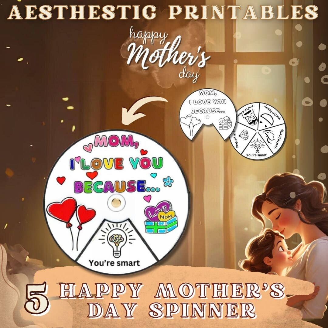 Mother's Day Spinner Card Craft Spring Back to School Coloring Page ...