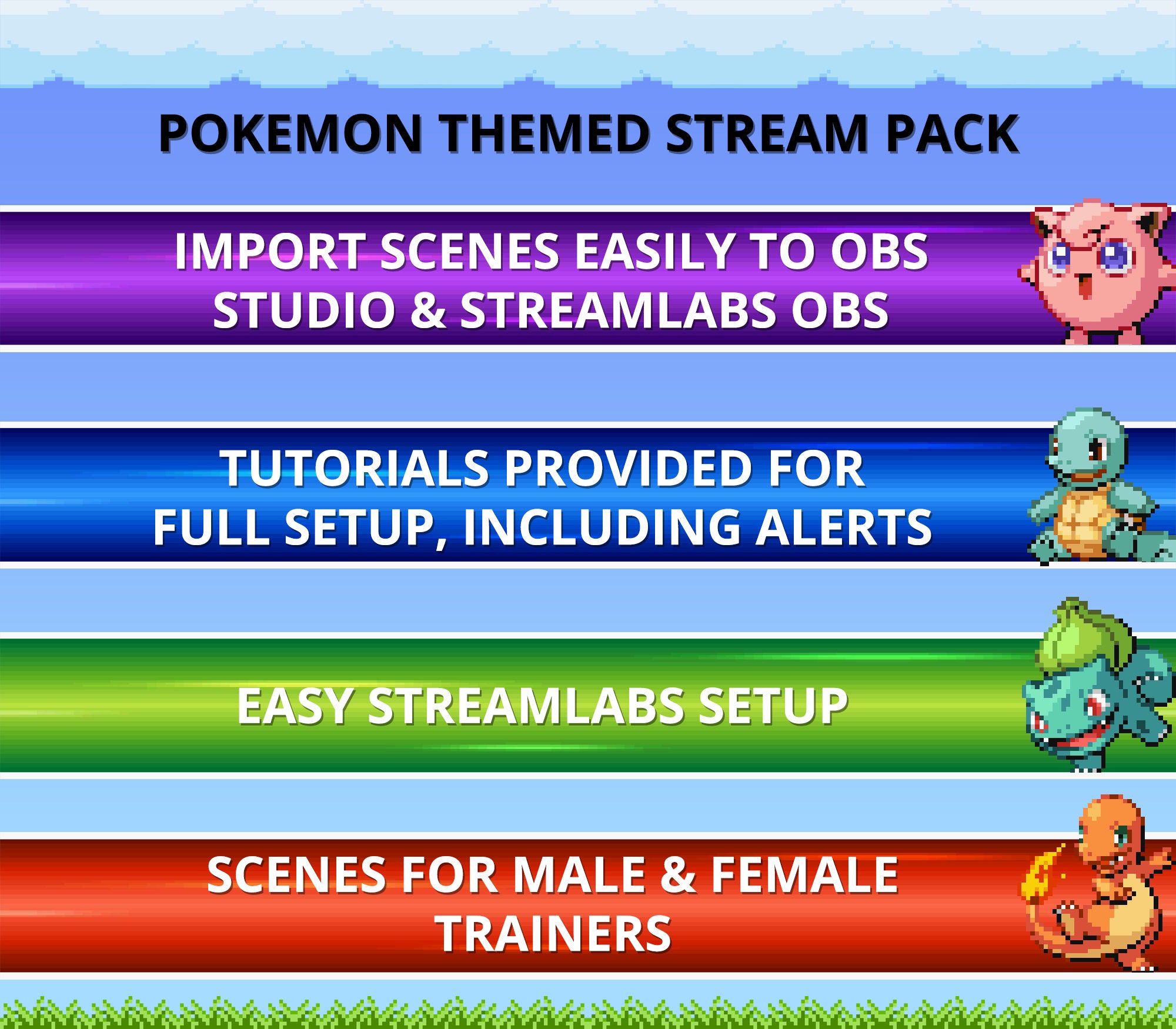 Animated Pokemon Themed Stream Pack • 10 Mix & Match Alerts • Stinger ...