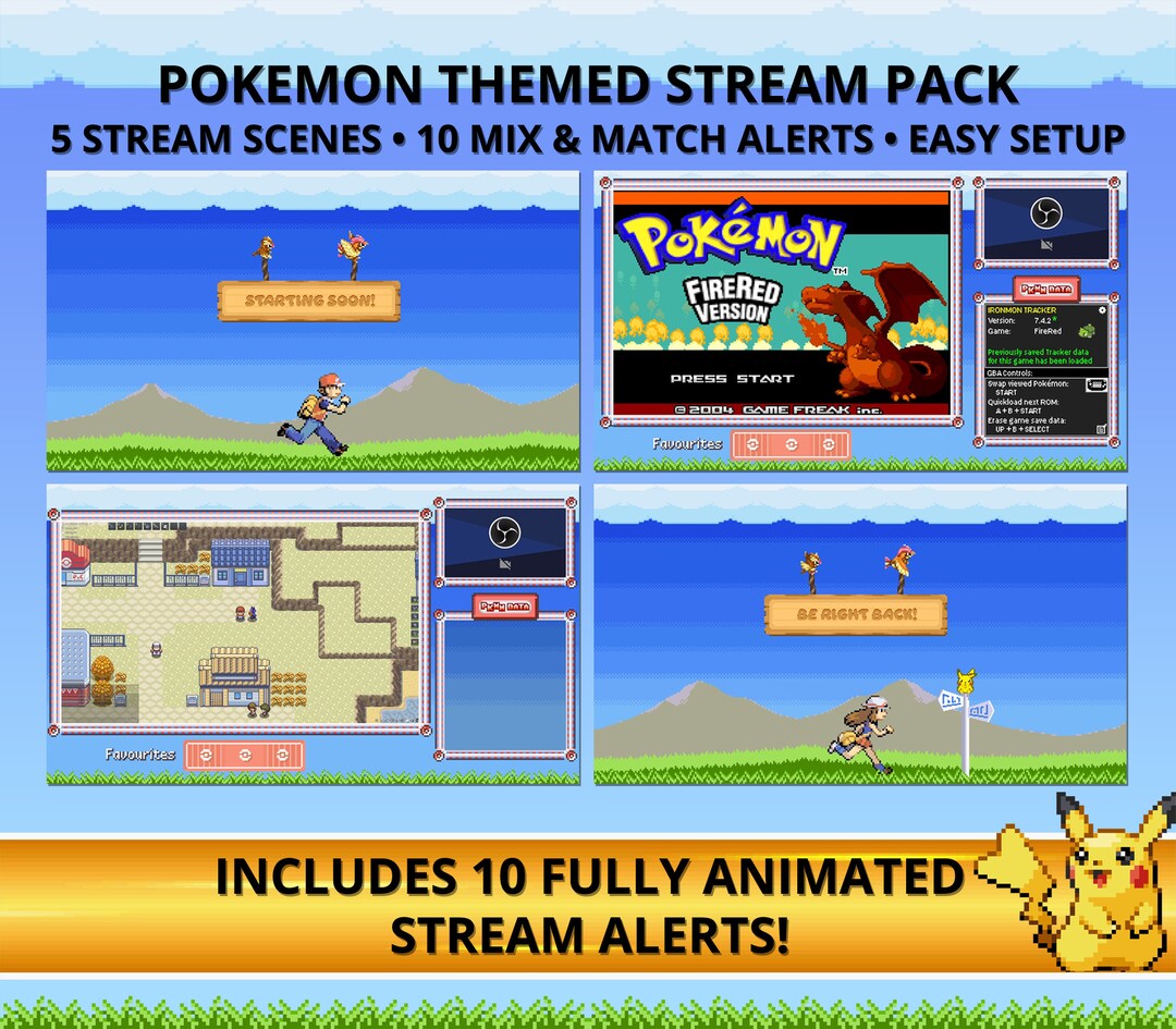 Animated Pokemon Themed Stream Pack • 10 Mix & Match Alerts • Stinger ...