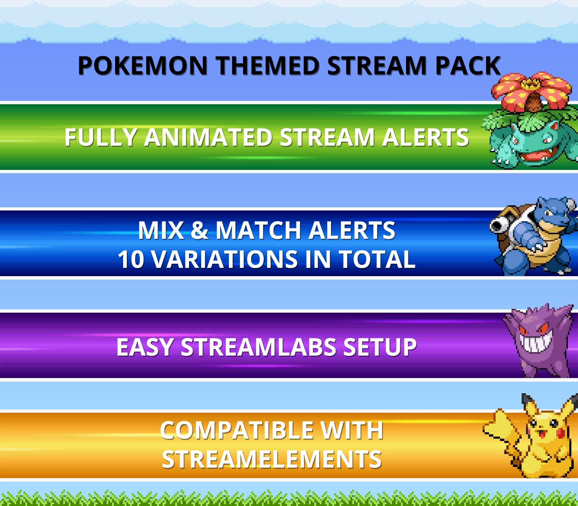 Animated Pokemon Themed Stream Pack • 10 Mix & Match Alerts • Stinger ...