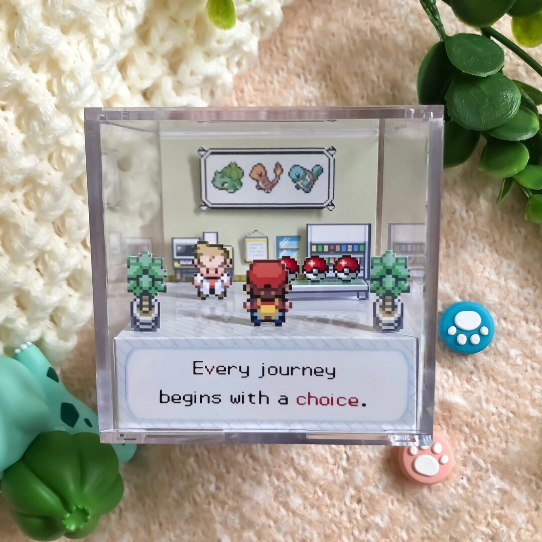 Pokemon Profesor Oaks Lab 3D Diorama Cube Pokemon Rojo Fuego Verde Hoja ...