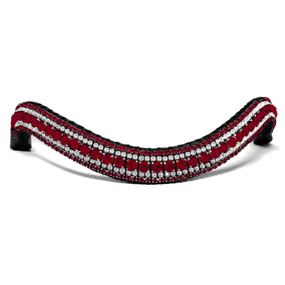 Browband Bordeaux Red & Crystal, Horse Browband, Bling Browband ...