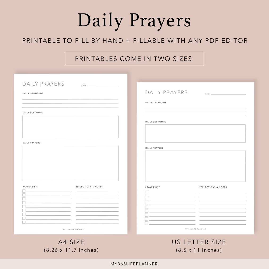 Daily Prayers Printable and Fillable PDF, Prayer Journal, Devotional ...