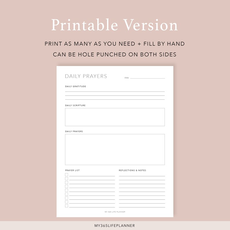 Daily Prayers Printable and Fillable PDF, Prayer Journal, Devotional ...