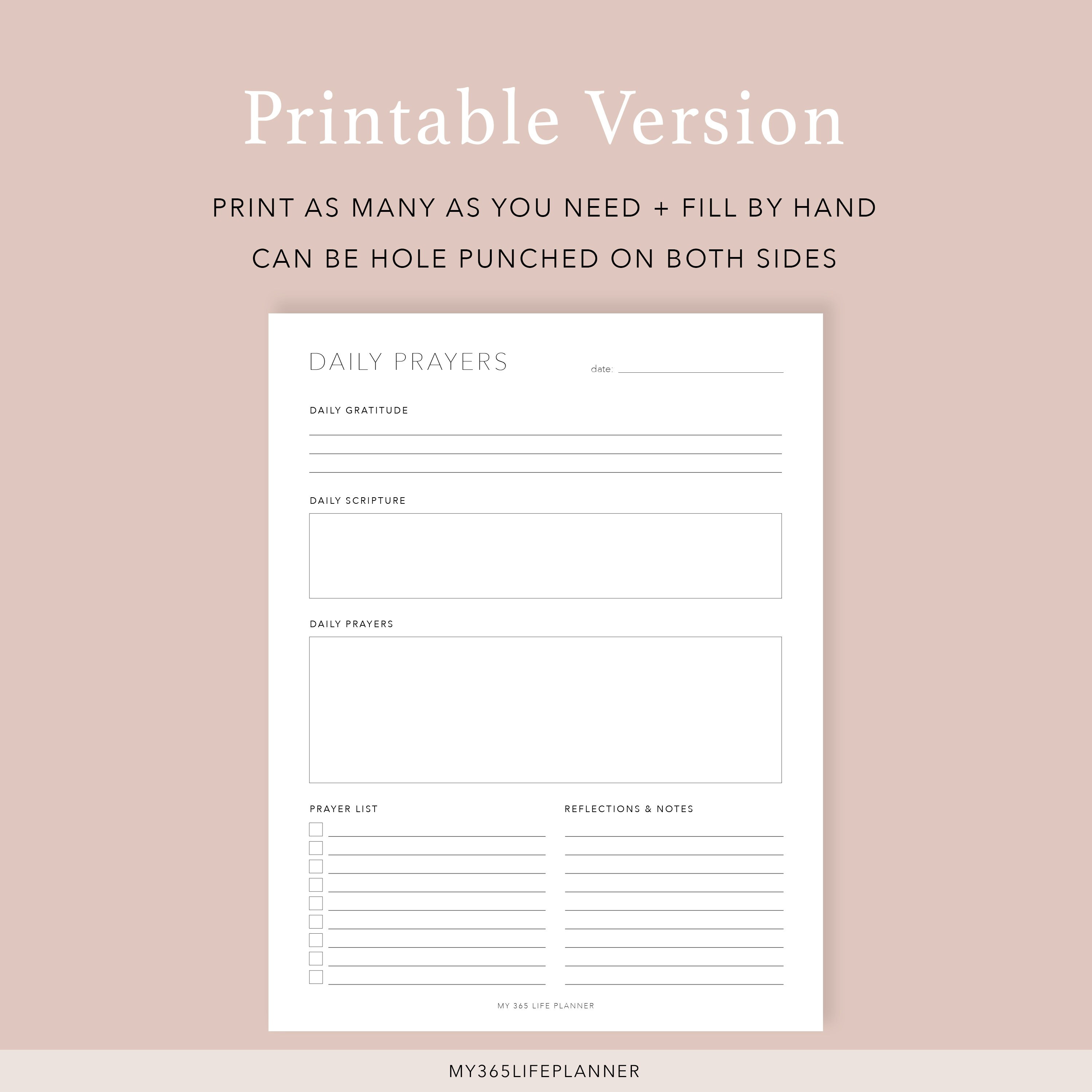 Daily Prayers Printable and Fillable PDF, Prayer Journal, Devotional ...
