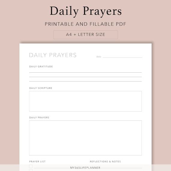 Daily Prayers Printable and Fillable PDF Prayer Journal | Etsy