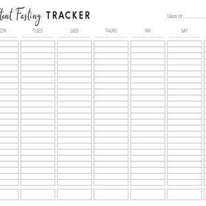 Intermittent Fasting Tracker, Intermittent Fasting Chart, Weekly ...