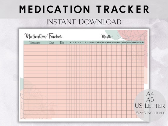 Medication Tracker Template Printable Medication Log - Etsy