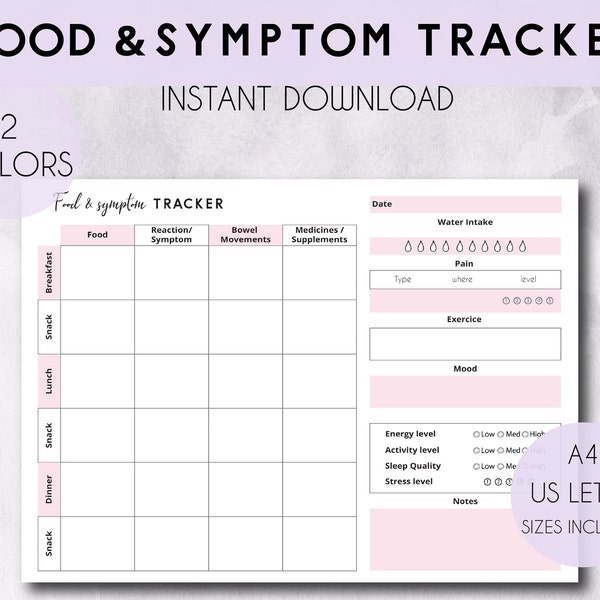 Printable Food Symptom Tracker - Etsy