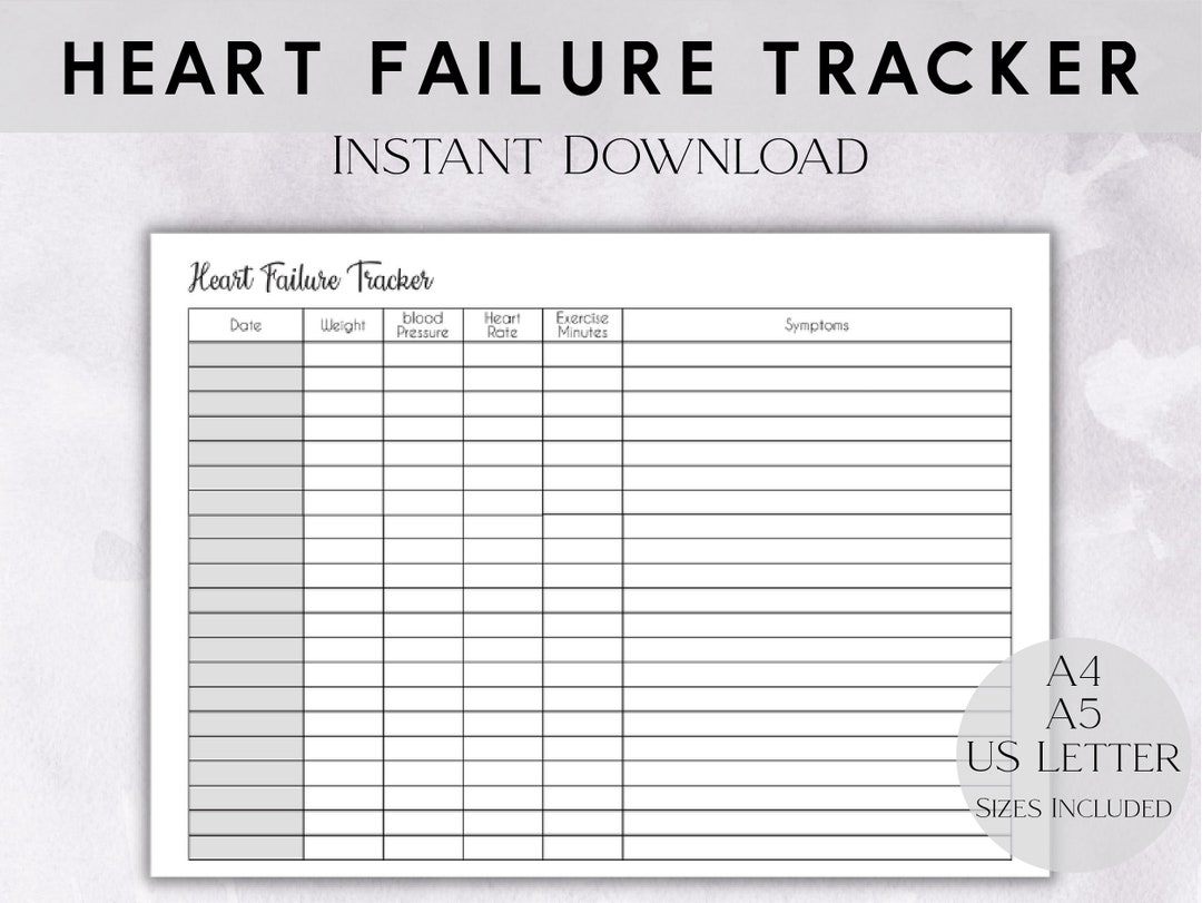 Heart Failure Daily Log Tracker Printable Heart Failure Log - Etsy