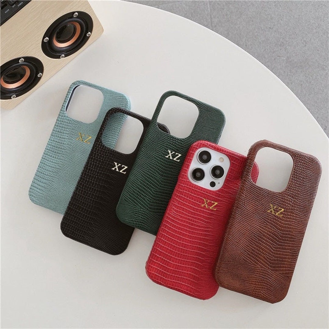 Personalised Lizard Leather Texture iPhone Case, Custom Phone 16 15 14 ...