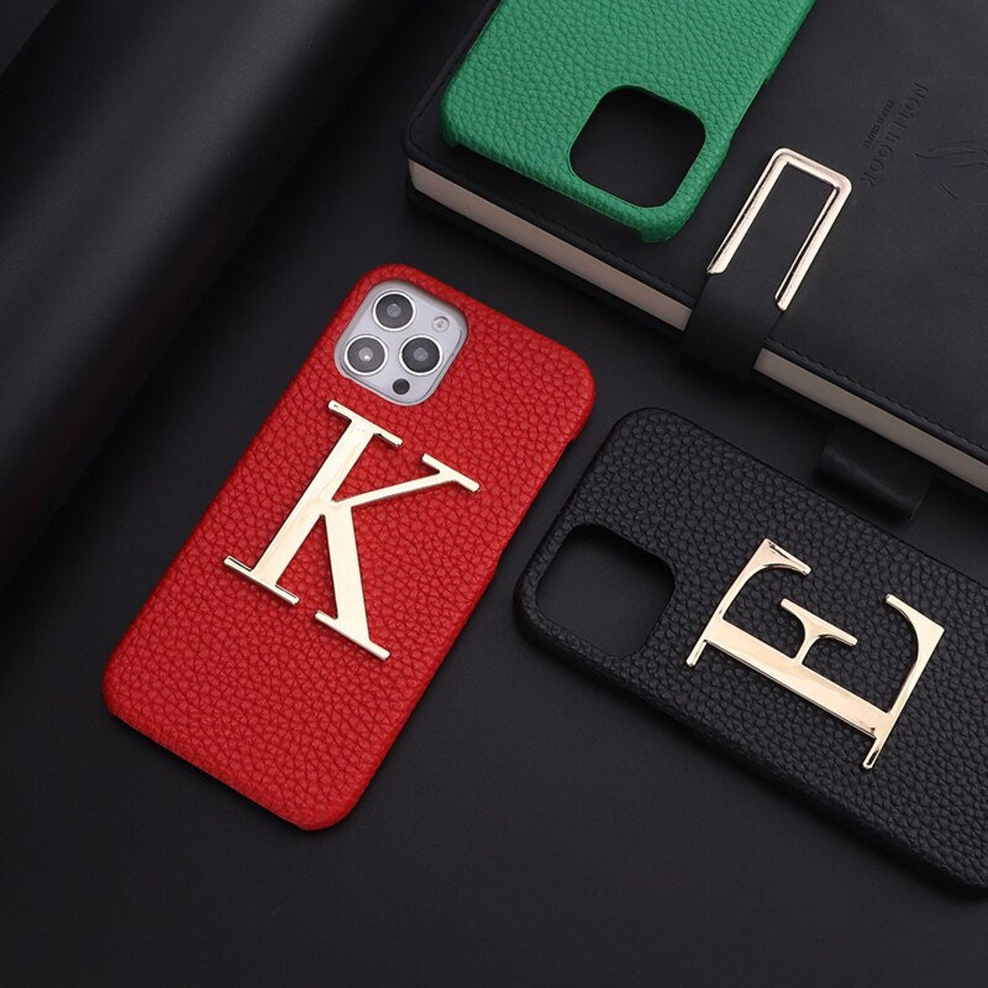 Personalised Pebble Leather Texture iPhone Case, Custom 3D Gold ...