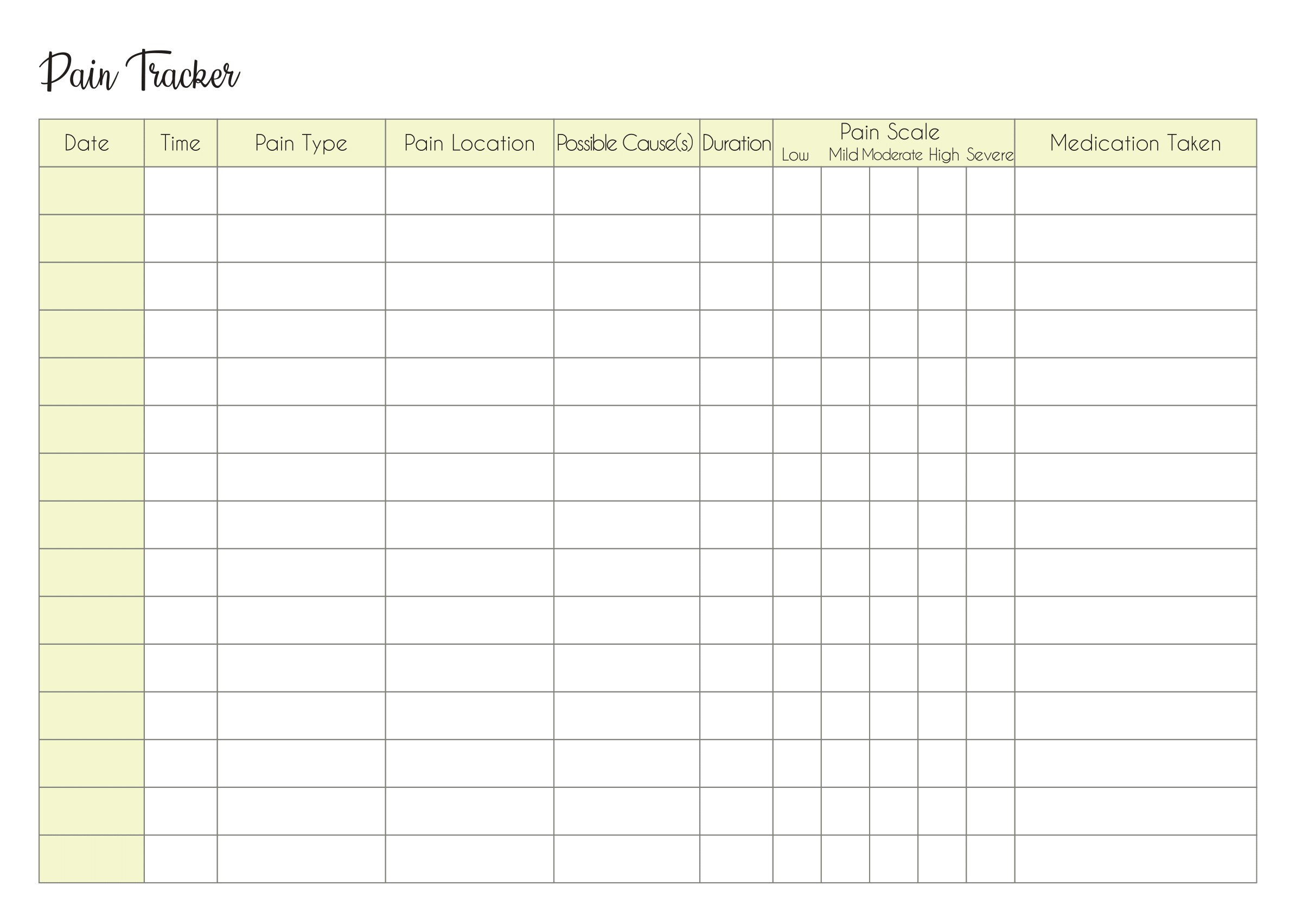 Pain Tracker Printable Pain Log Sheet Printable Digital | Etsy Ireland