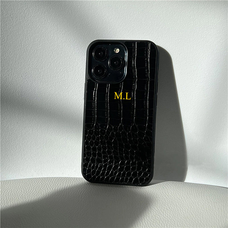 Personalised Monogram Crocodile Leather Texture iPhone Case, Croco ...