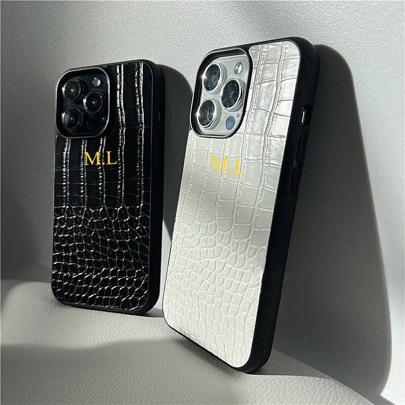 Personalised Monogram Crocodile Leather Texture iPhone Case, Croco ...
