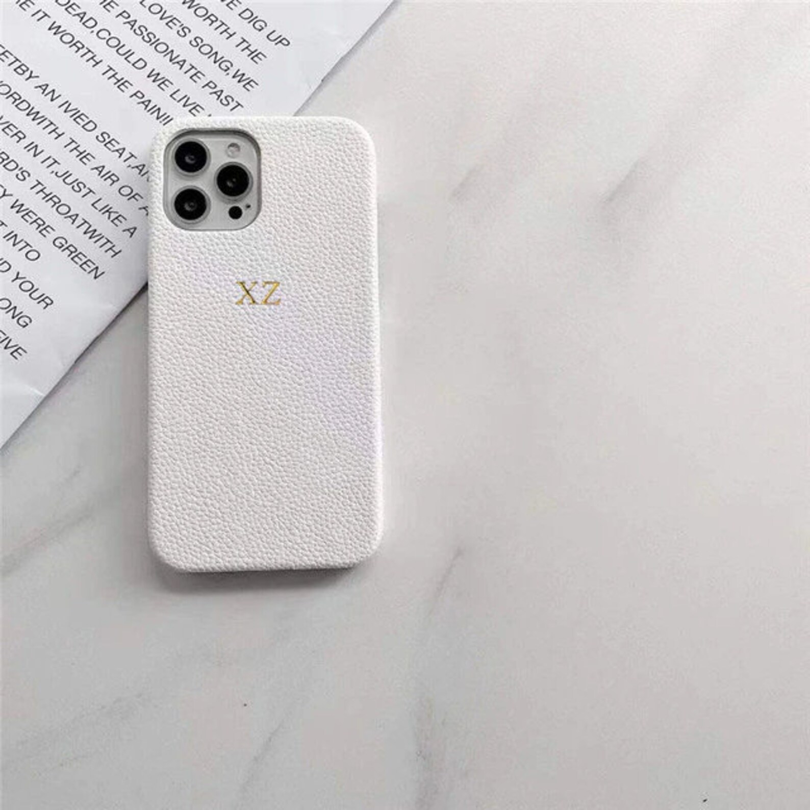 Personalised Pebble Leather Texture iPhone Case, Custom iPhone 13 Pro ...