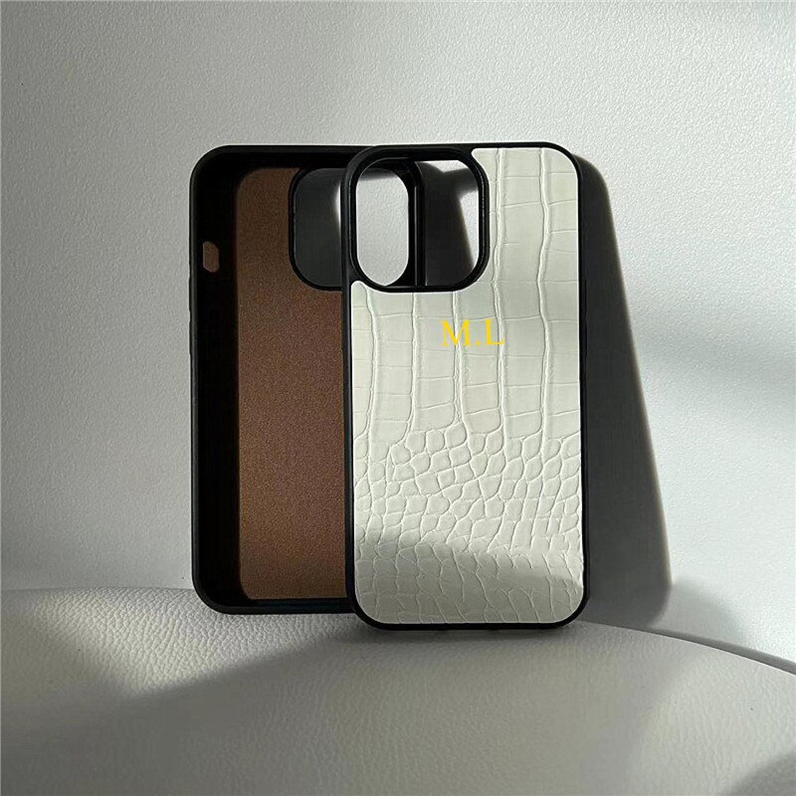 Personalised Monogram Crocodile Leather Texture iPhone Case, Croco ...