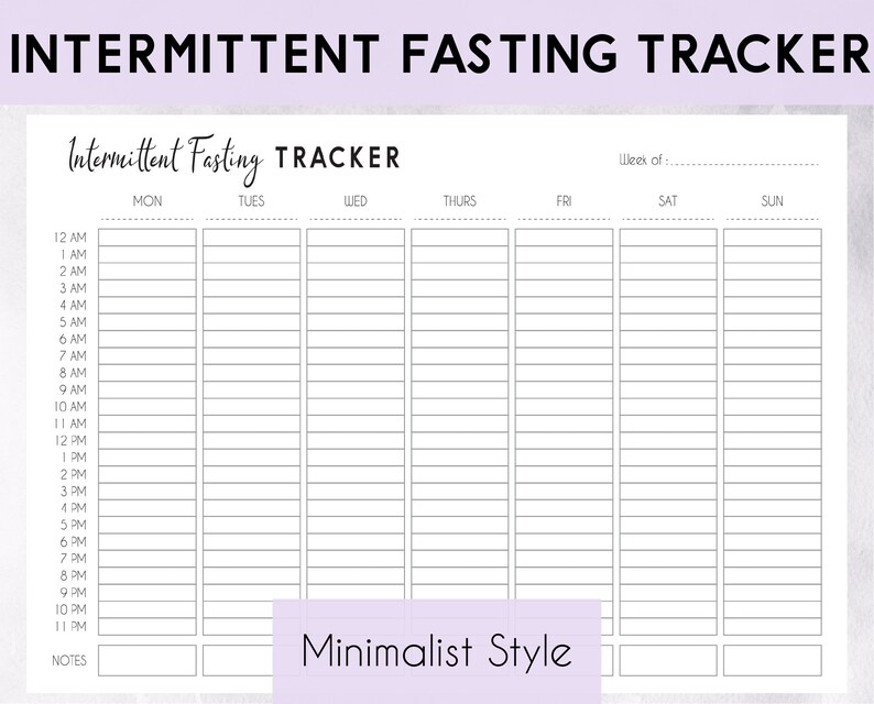 Intermittent Fasting Tracker Intermittent Fasting Chart - Etsy