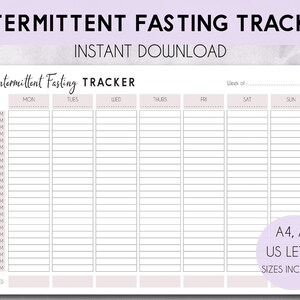 Intermittent Fasting Tracker, Intermittent Fasting Chart, Weekly ...