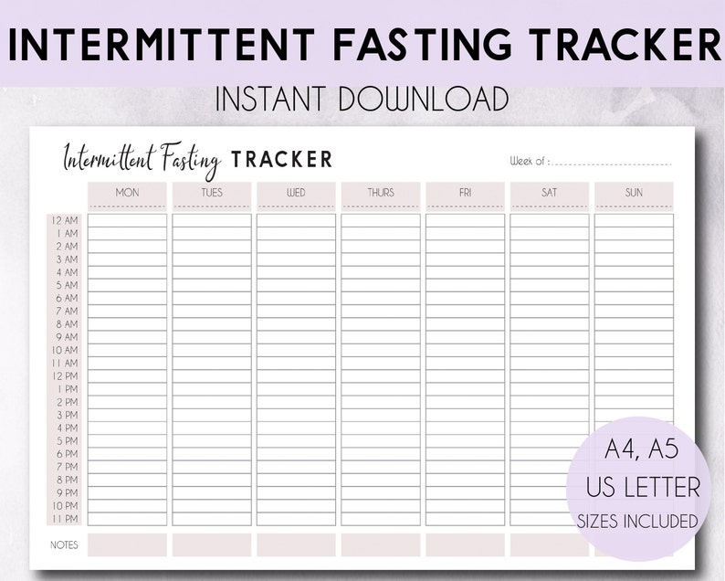 Intermittent Fasting Tracker Intermittent Fasting Chart - Etsy